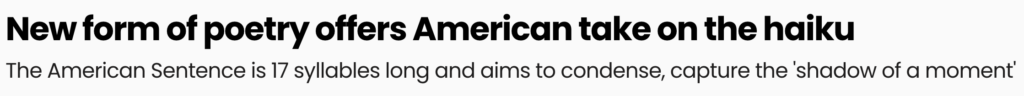 Article on American Sentences - Paul E Nelson